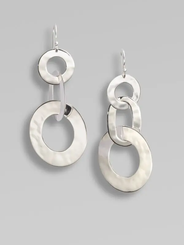 Ippolita Classico Sterling Hammered Triple Roma Link Circle Drop Earrings