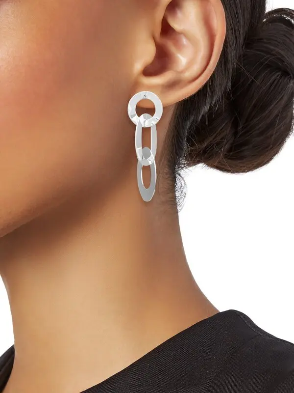 Ippolita Classico Sterling Hammered Triple Roma Link Circle Drop Earrings