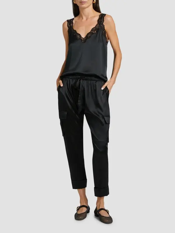 Cami Nyc Car Silk Charmeuse Cargo Pants - Black