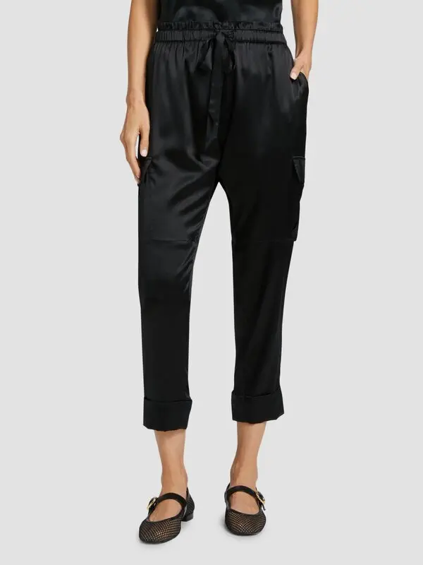 Cami Nyc Car Silk Charmeuse Cargo Pants - Black
