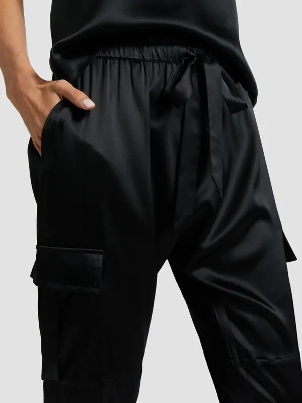 Cami Nyc Car Silk Charmeuse Cargo Pants - Black