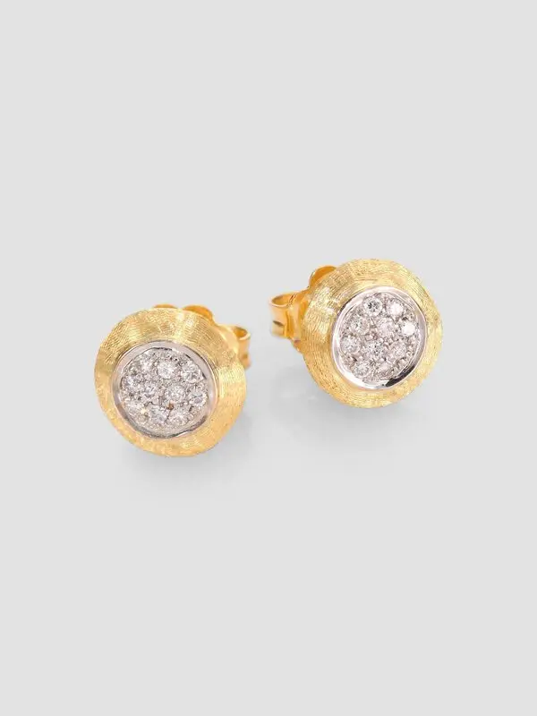 Marco Bicego Delicati Diamond, 18k Yellow & White Stud Earrings - Gold