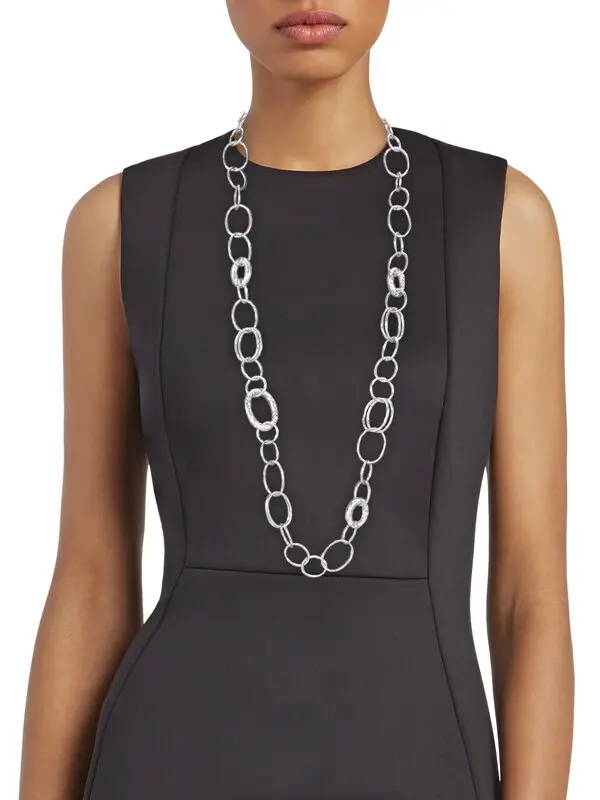 Ippolita Classico Long Sterling Hammered Bastille Link Chain Necklace
