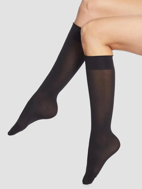 Wolford Velvet De Luxe Knee Highs - Black