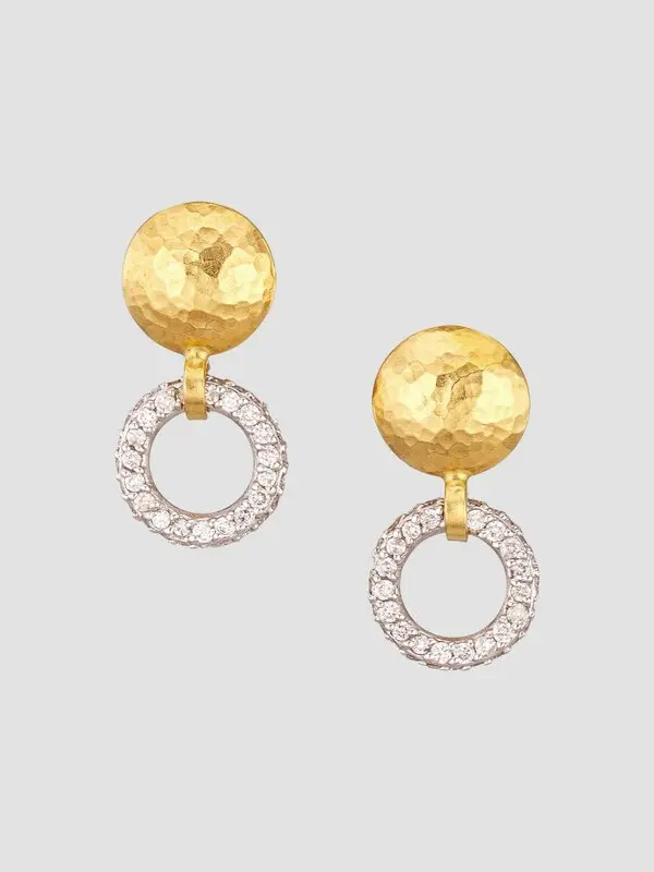 Gurhan Hoopla Two-tone Gold & Diamond Hoop Drop Earrings