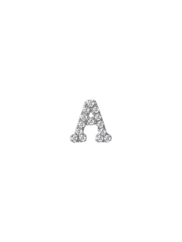 Meira T 14k White Gold Diamond Intial Single Stud Earring - Initial A