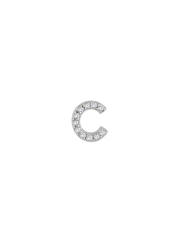 Meira T 14k White Gold Diamond Intial Single Stud Earring - Initial C