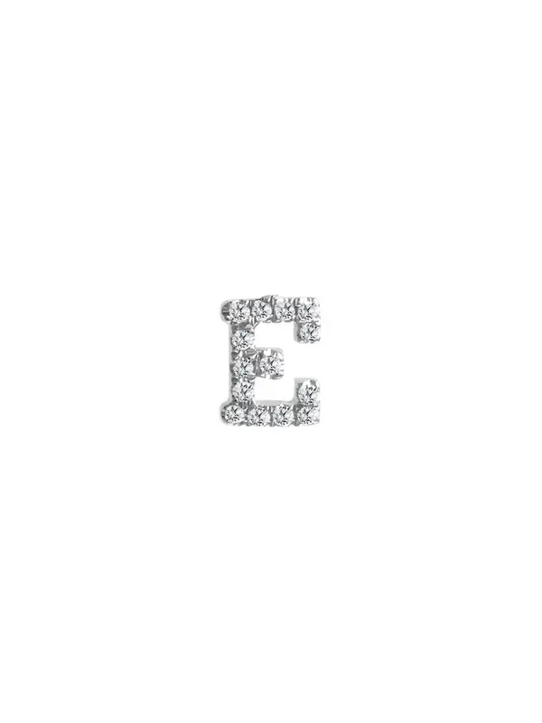 Meira T 14k White Gold Diamond Intial Single Stud Earring - Initial E