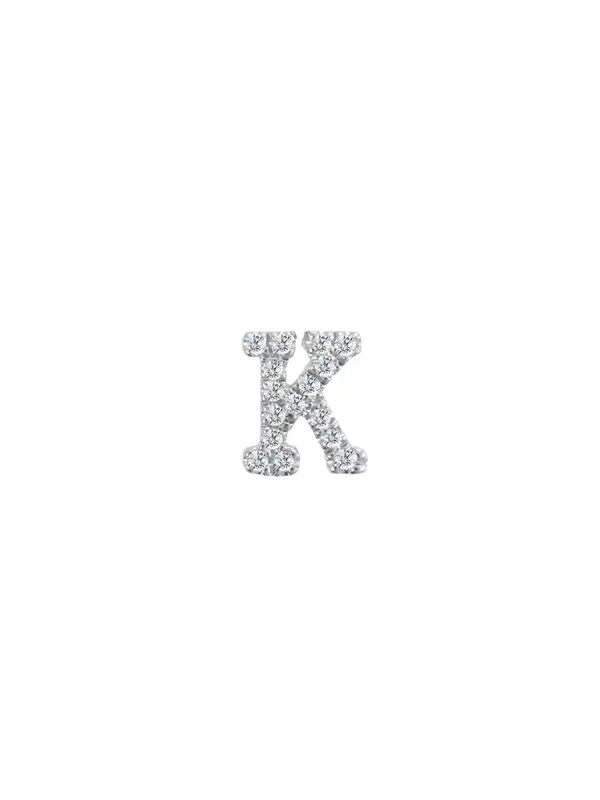 Meira T 14k White Gold Diamond Intial Single Stud Earring - Initial K