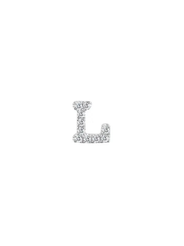 Meira T 14k White Gold Diamond Intial Single Stud Earring - Initial L