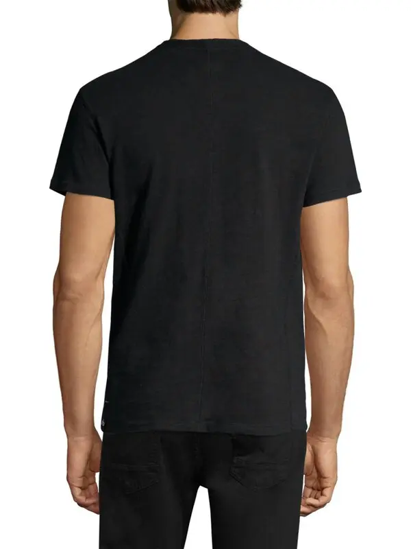 Rag & Bone Textured Slim-fit Short Sleeve Henley T-shirt - Black