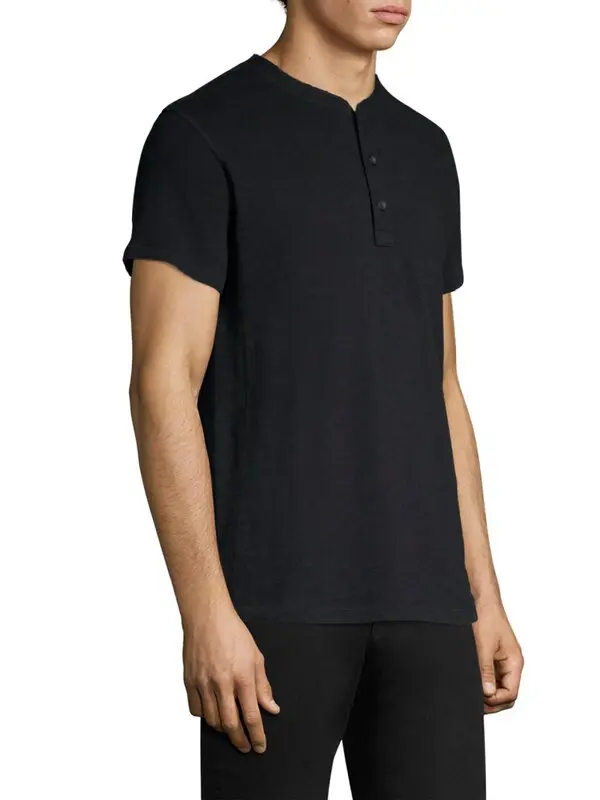 Rag & Bone Textured Slim-fit Short Sleeve Henley T-shirt - Black