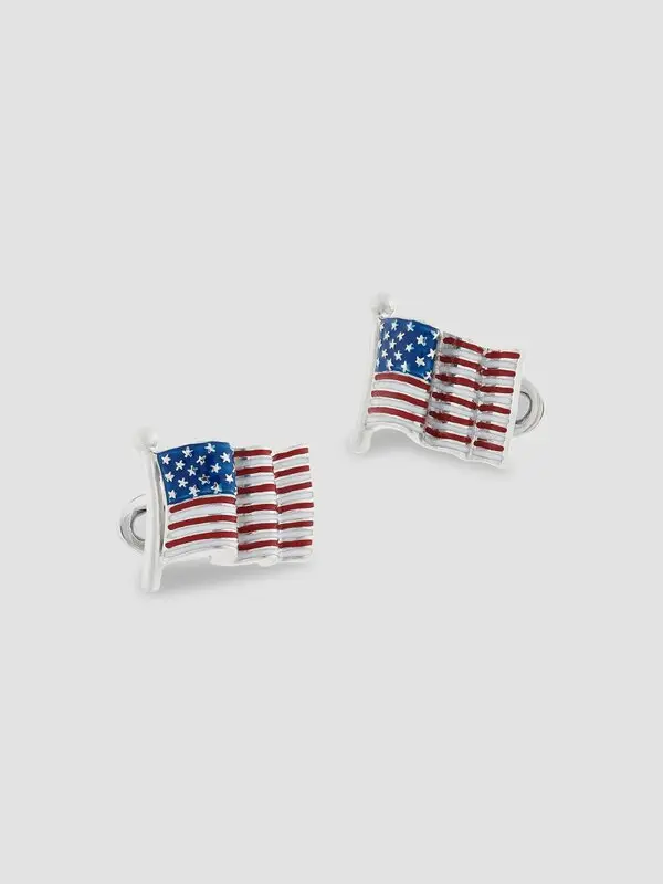 JAN LESLIE American Flag Cufflinks - Silver