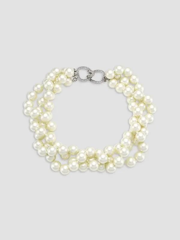 KENNETH JAY LANE 3-row Twisted Glass Pearl Choker Necklace