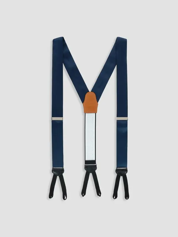 Trafalgar Sutton Silk Suspenders - Navy