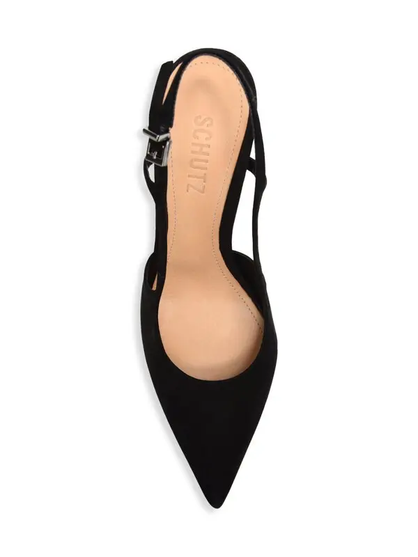 Schutz Boris 75mm Suede Slingback Pumps