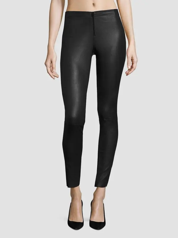 Alice + Olivia Front-zip Leather Leggings - Black