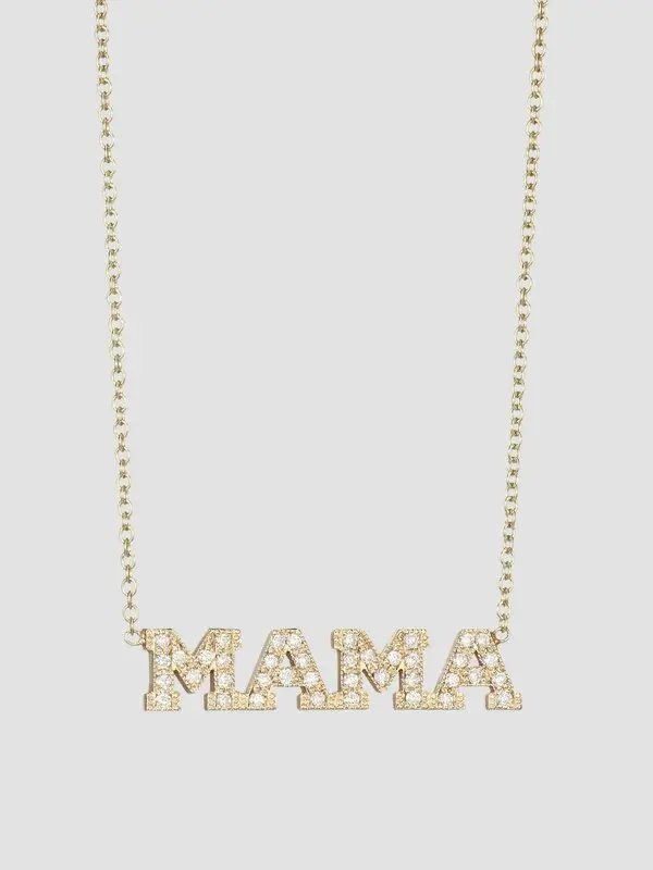 Zoe Chicco 14k Gold Diamond Mama Pendant Necklace