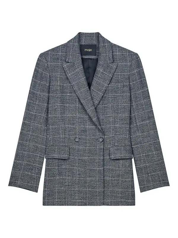 Maje Vincio Fitted Checked Blazer