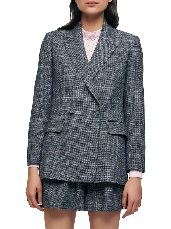 Maje Vincio Fitted Checked Blazer