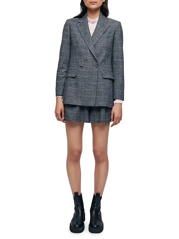 Maje Vincio Fitted Checked Blazer