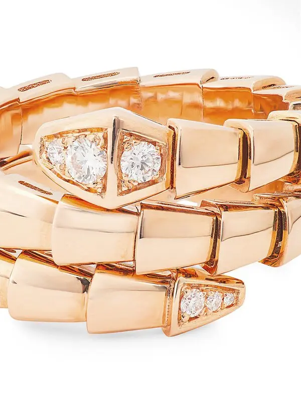 BVLGARI Serpenti Viper 18k & Diamond 2-coil Ring