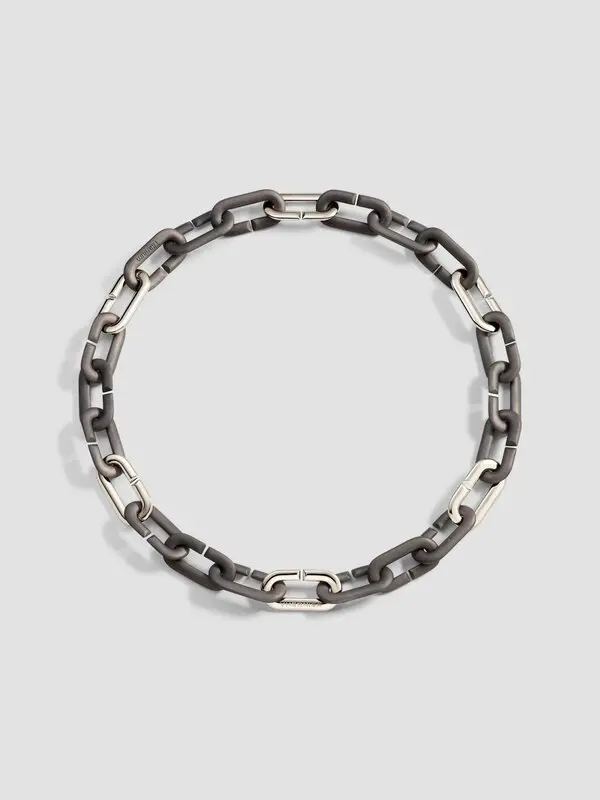 Vhernier Mon Jeu 18k White Gold & Titanium Chain Necklace - White Black