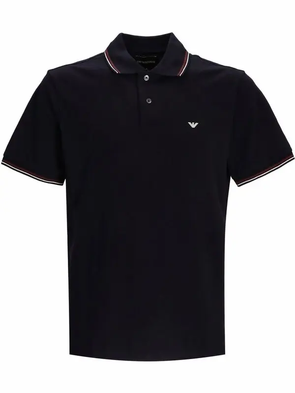 Emporio Armani Embroidered-logo Short-sleeved Polo Shirt - Blue