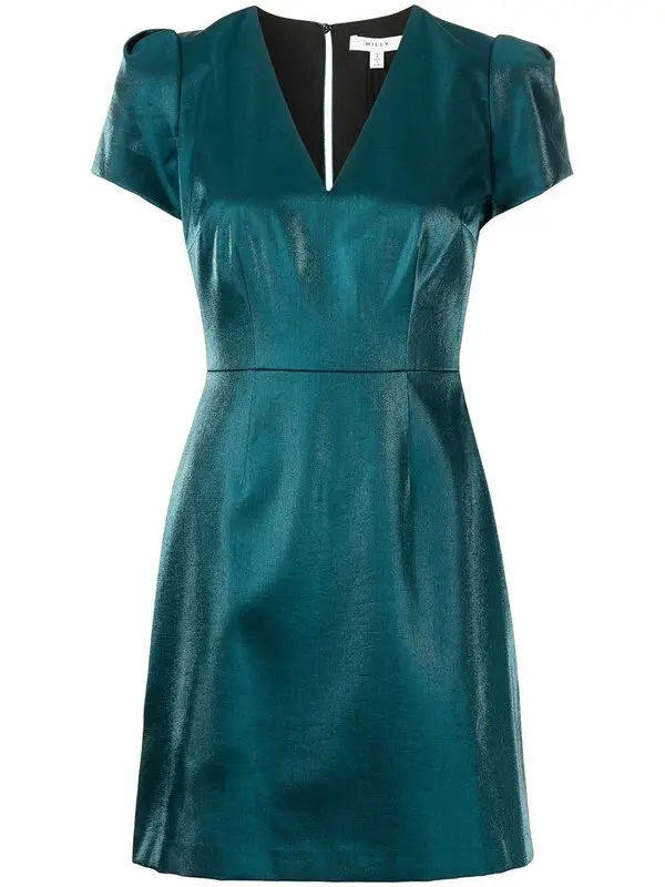 Milly Atalie Glazed Poly Dress In Emerald - 35% Off | Editorialist