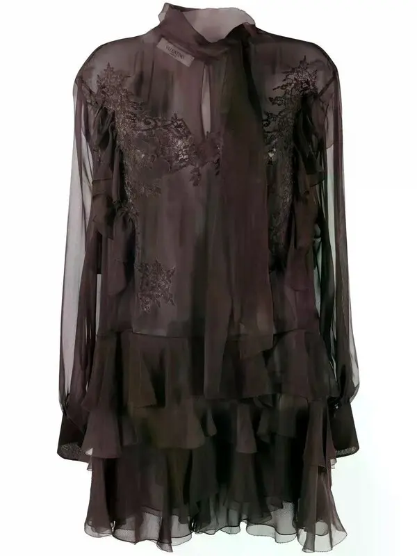 Valentino Garavani Floral-lace Silk Blouse