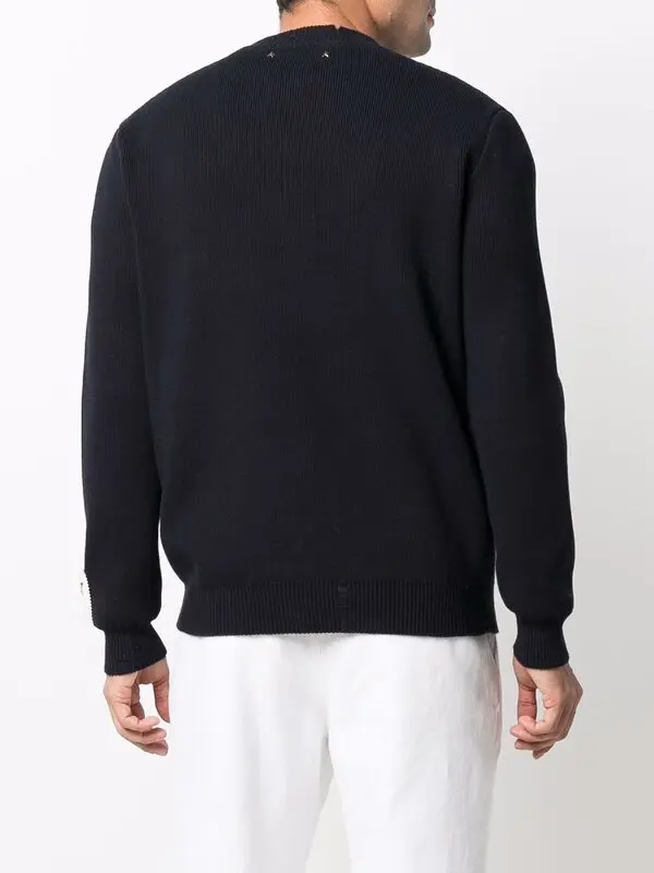 GOLDEN GOOSE Distressed Round-neck Sweatshirt - Blue