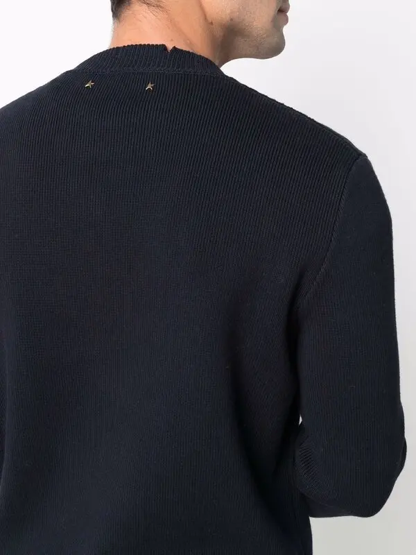 GOLDEN GOOSE Distressed Round-neck Sweatshirt - Blue