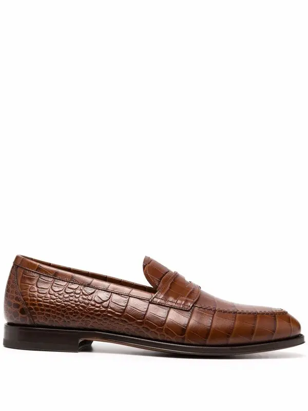 SCAROSSO Crocodile Effect Loafers