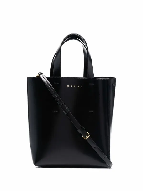 Marni Mini Museo Leather Tote - Black