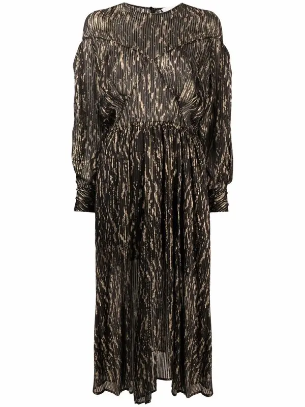 IRO PARIS Metallic Abstract-print Midi Dress