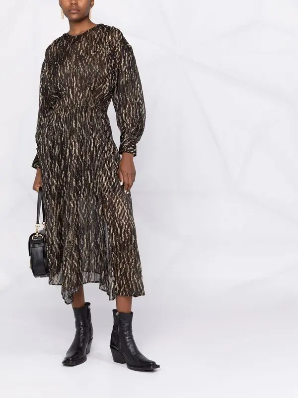 IRO PARIS Metallic Abstract-print Midi Dress