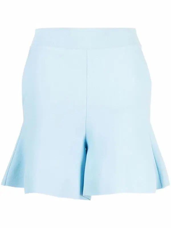 Stella McCartney Peplum-hem Crepe Shorts - Blue