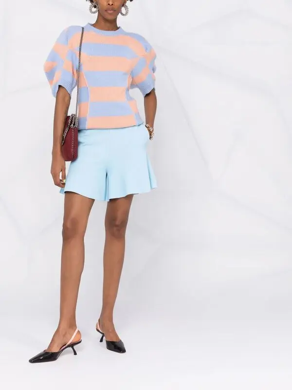 Stella McCartney Peplum-hem Crepe Shorts - Blue