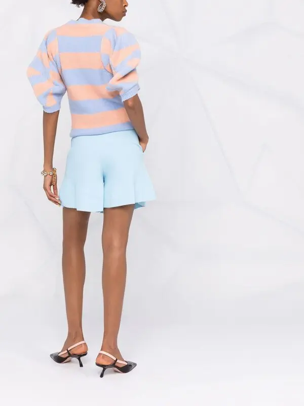 Stella McCartney Peplum-hem Crepe Shorts - Blue