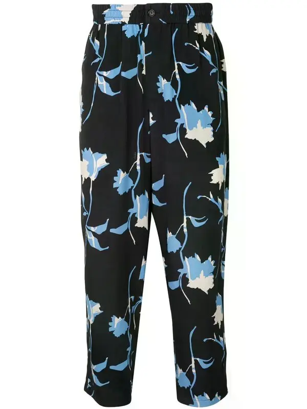 PORTS V Floral Print Cropped Trousers