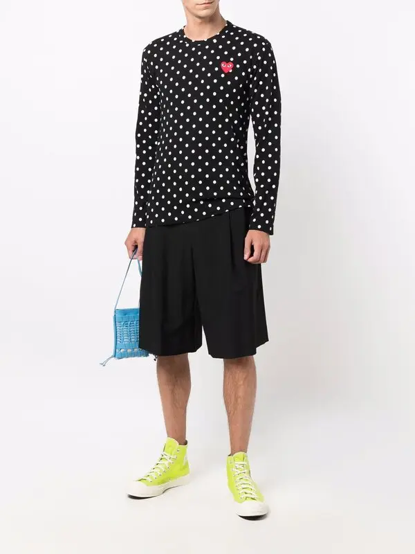 Comme Des Garçons Polka Dot-print Long-sleeved T-shirt