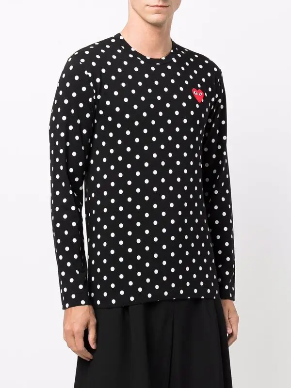Comme Des Garçons Polka Dot-print Long-sleeved T-shirt