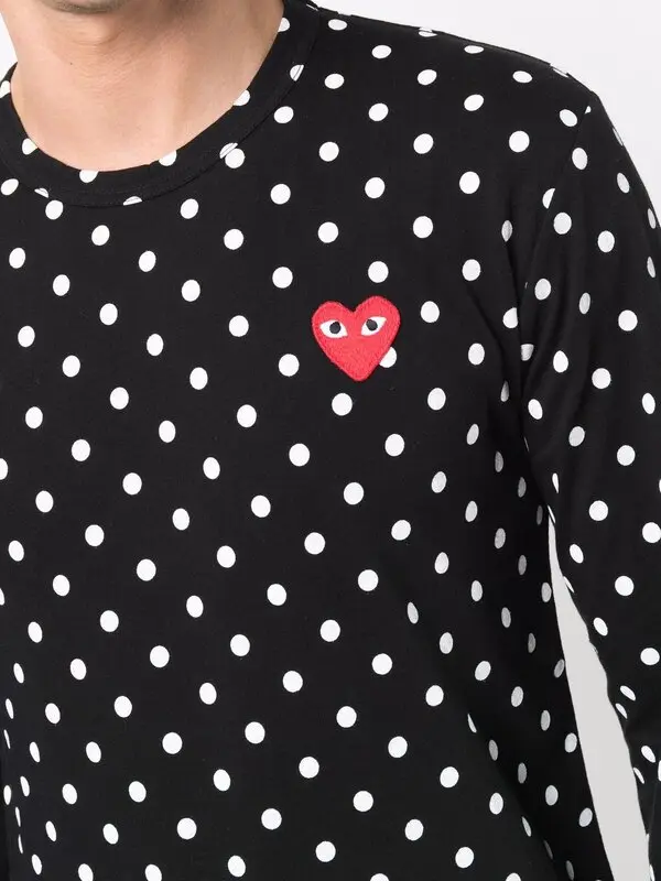Comme Des Garçons Polka Dot-print Long-sleeved T-shirt
