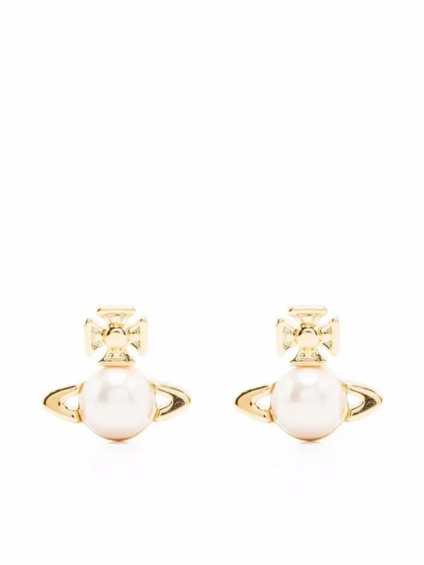 VIVIENNE WESTWOOD Logo Faux-pearl Stud Earrings - Gold