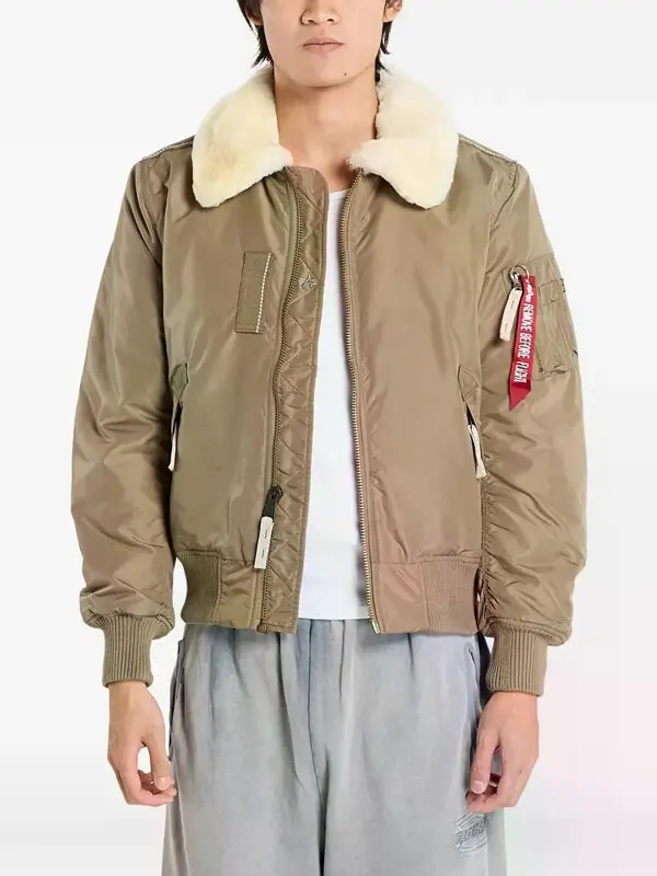 Alpha Industries Shearling-collar Bomber Jacket - Green