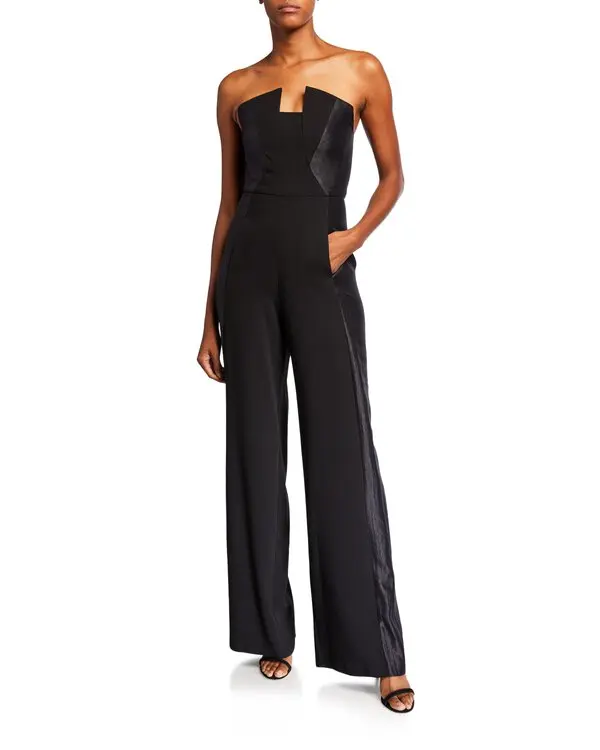 Black Halo Lena Strapless Tuxedo Jumpsuit