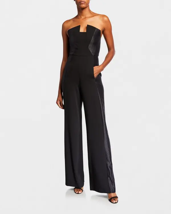 Black Halo Lena Strapless Tuxedo Jumpsuit