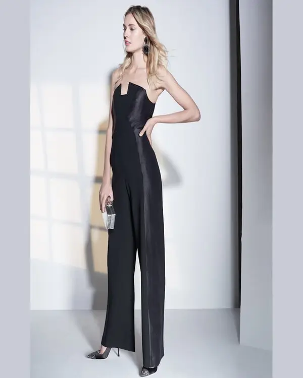Black Halo Lena Strapless Tuxedo Jumpsuit