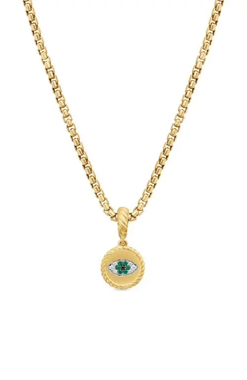 David Yurman 18k Yellow Gold Evil Eye Amulet - Emerald/ Yellow Gold