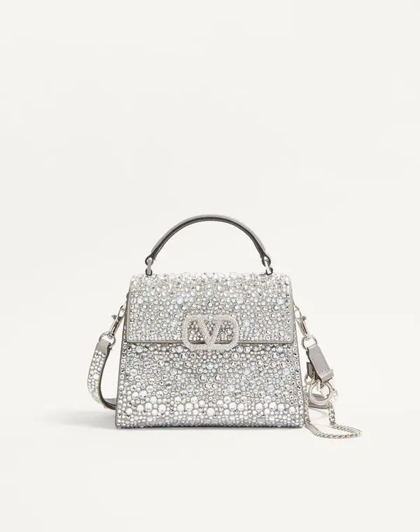 Valentino Garavani V Sling Mini Handbag With Sparkling Embroidery - Crystal